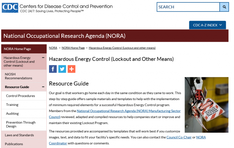 Improving Programs to Control Hazardous Energy: New website offers ...